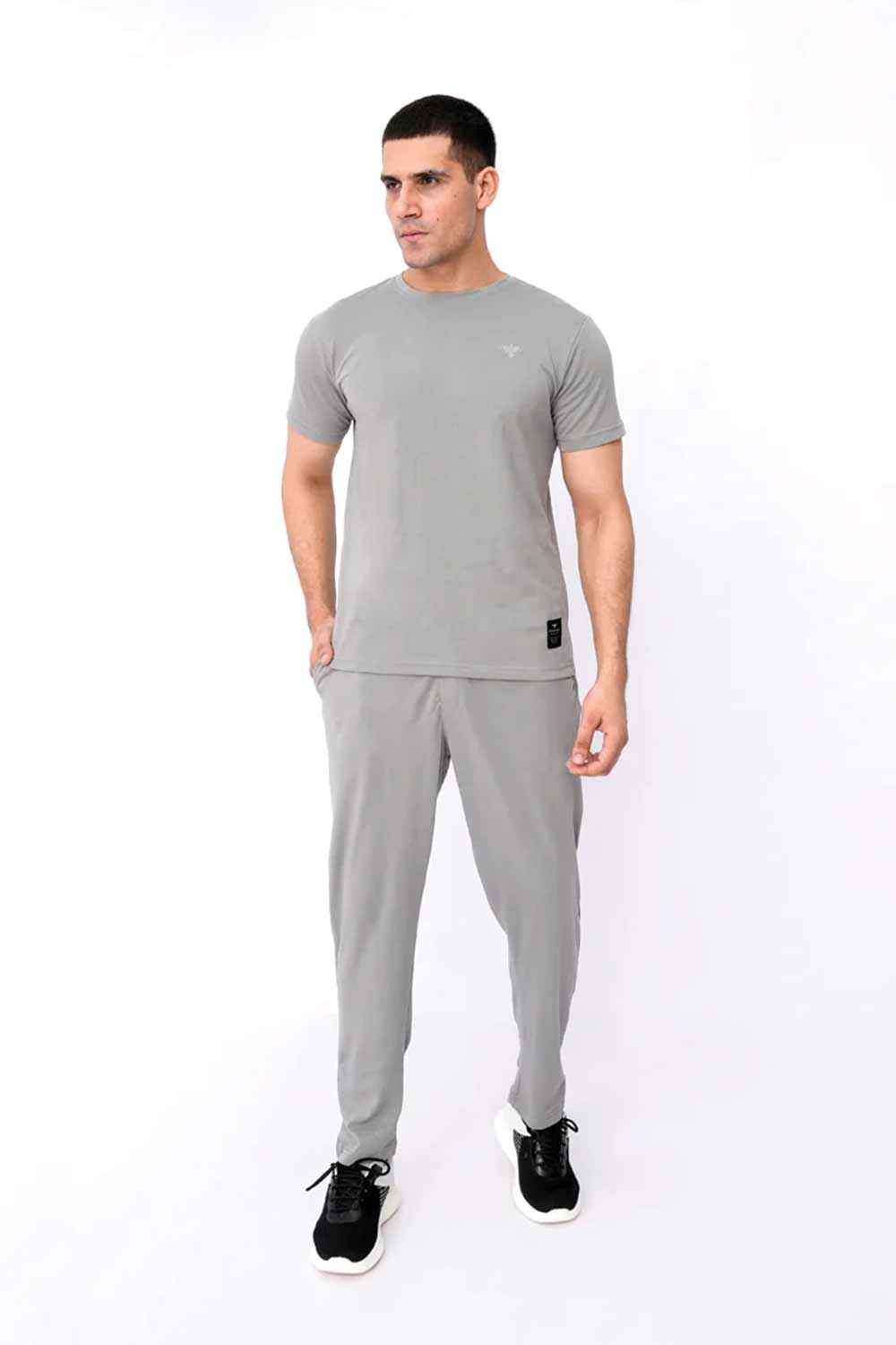 Order Men’s Neutral Grey Solid Co-Ord Set Online | Harwage